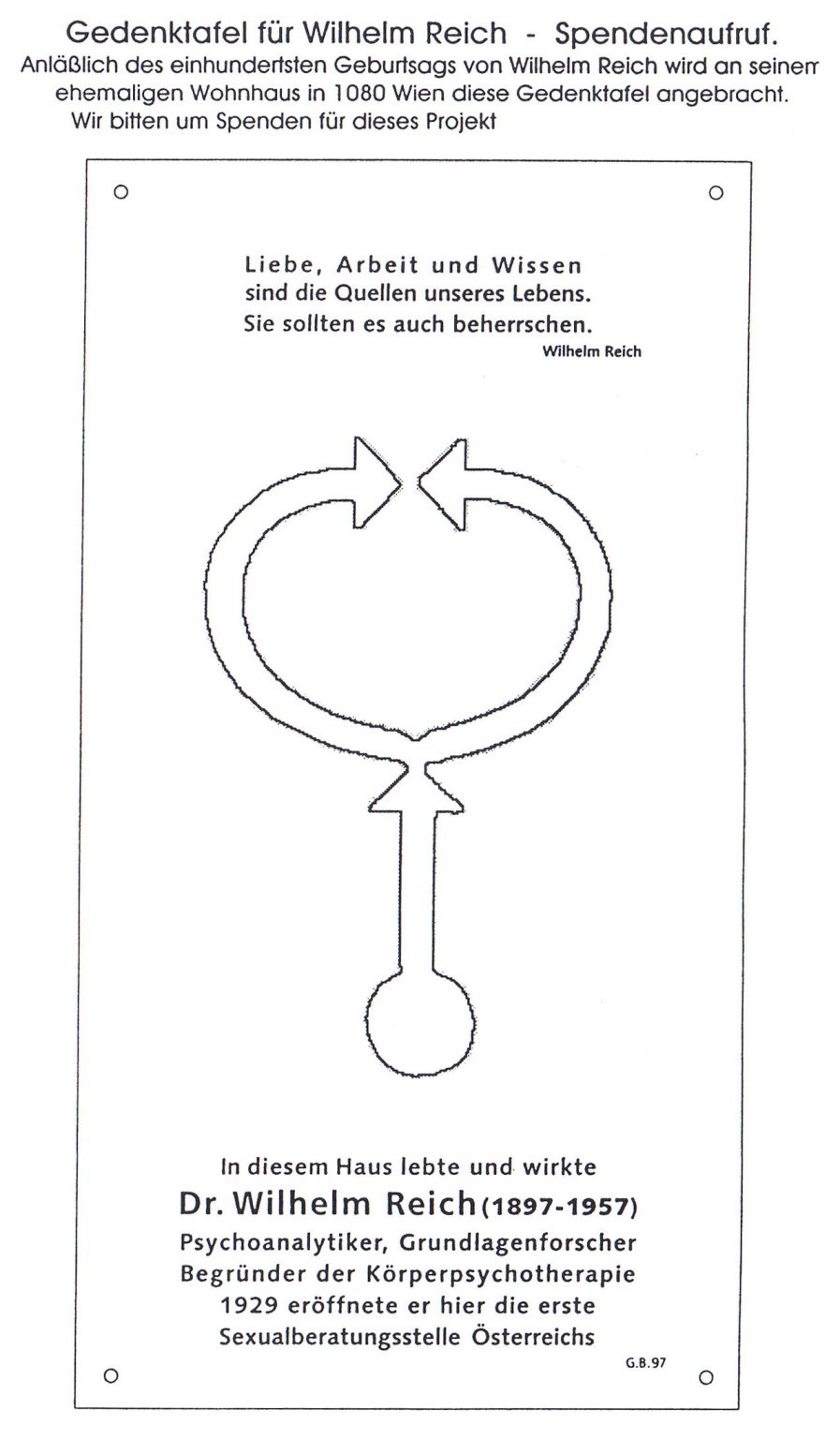Buk 3/97 Gedenktafel für Wilhelm Reich